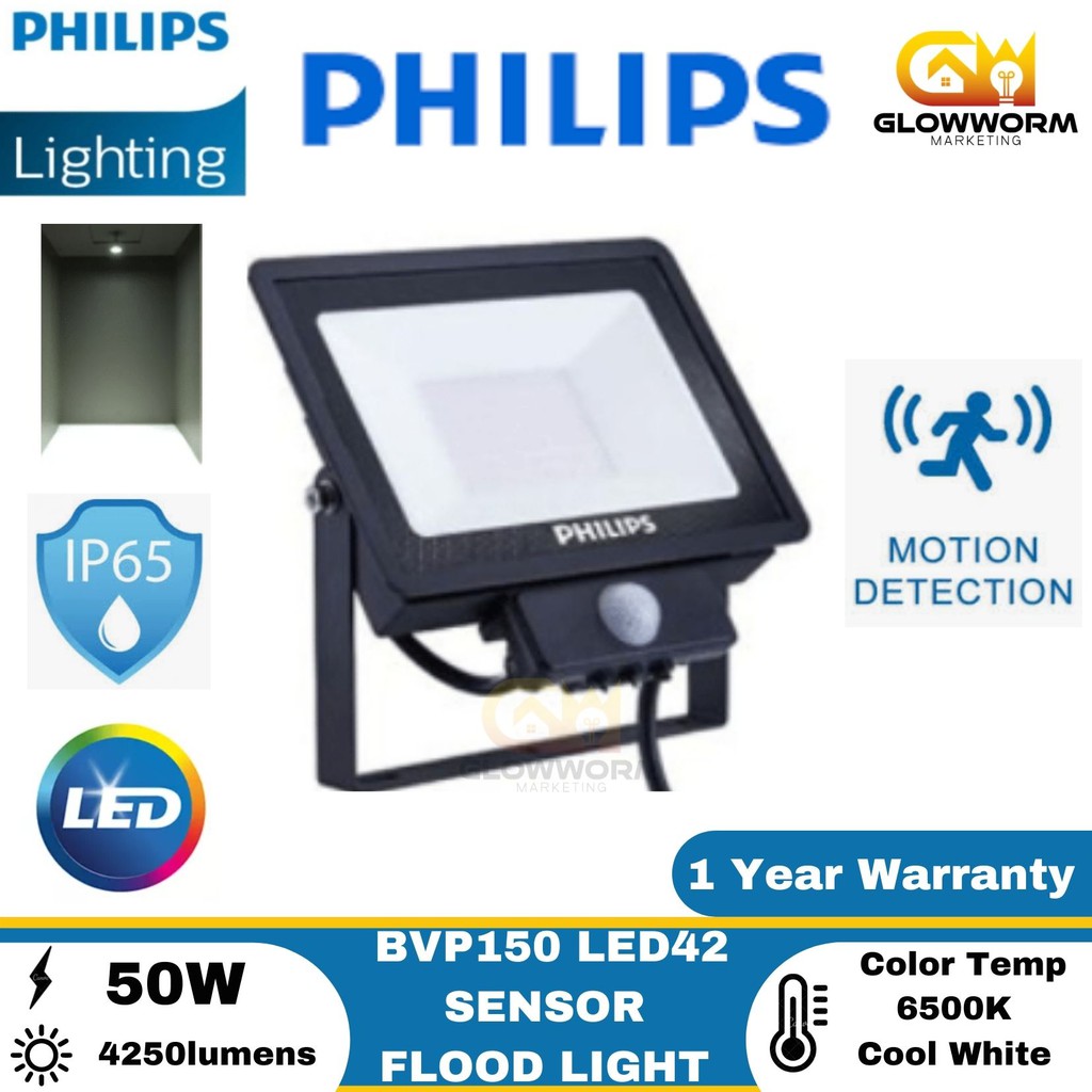 PHILIPS SENSOR ESSENTIAL SMARTBRIGHT G3 LED FLOOD LIGHT BVP150 LED42/CW (50W 6500k) | Shopee ...