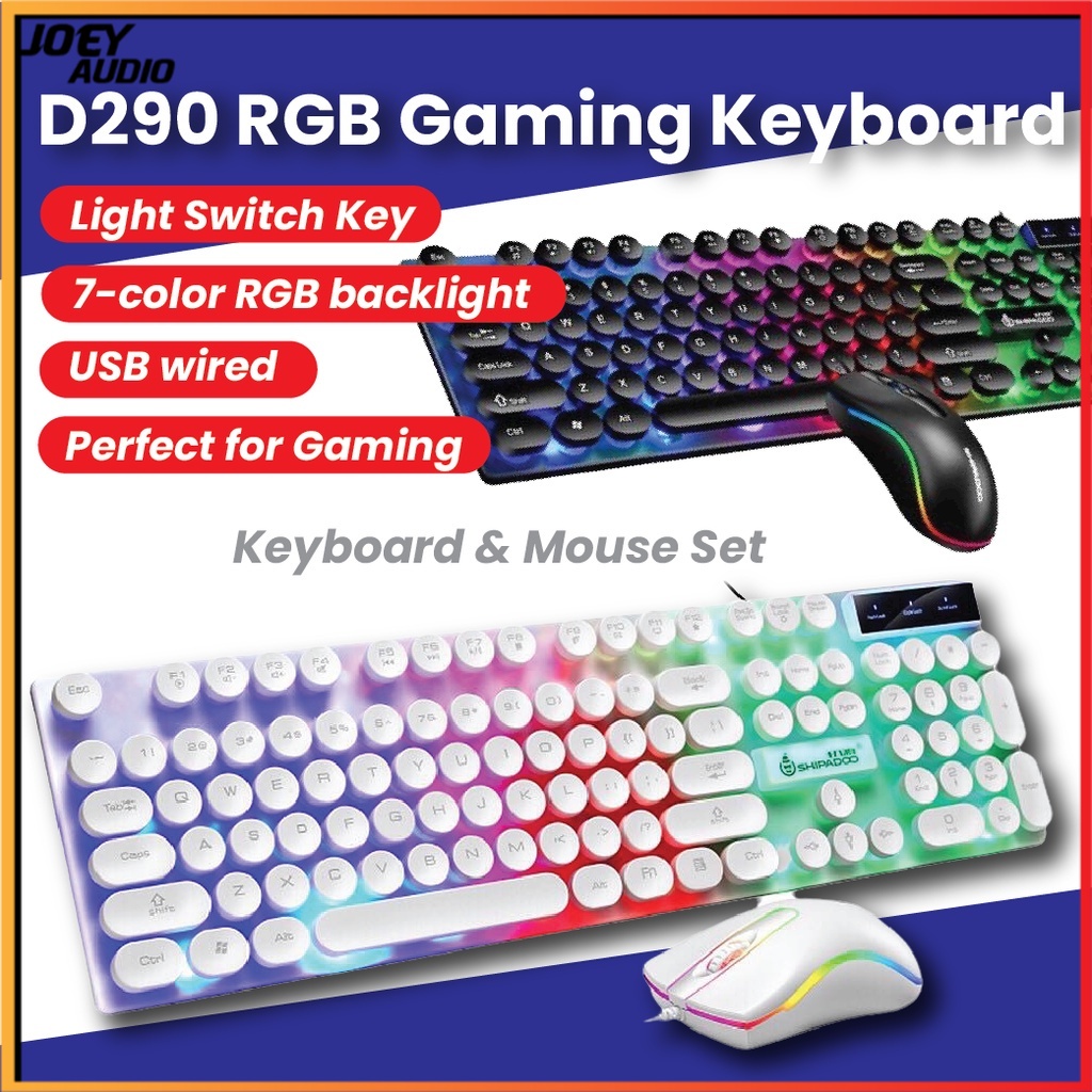 RGB LED GAMING KEYBOARD / GAMING MOUSE SET -Mechanical Feel 104 keys ...