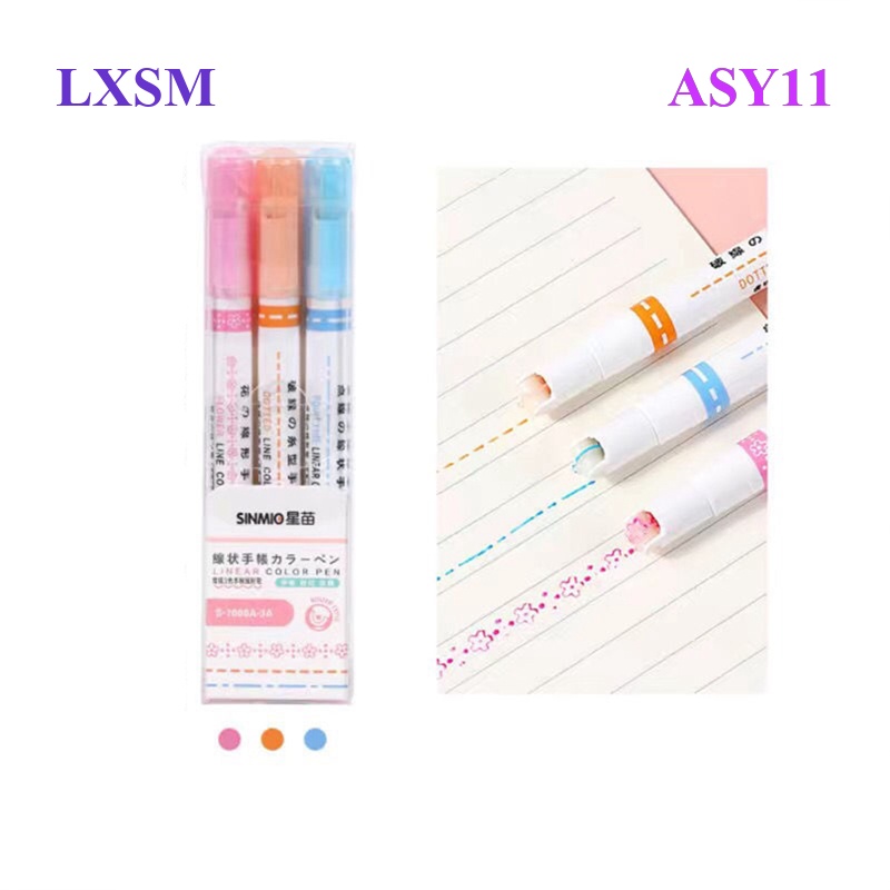 ASY11 3/6pcs Line Shaped Highlighter Pens Multi Colorful Roller Tip ...