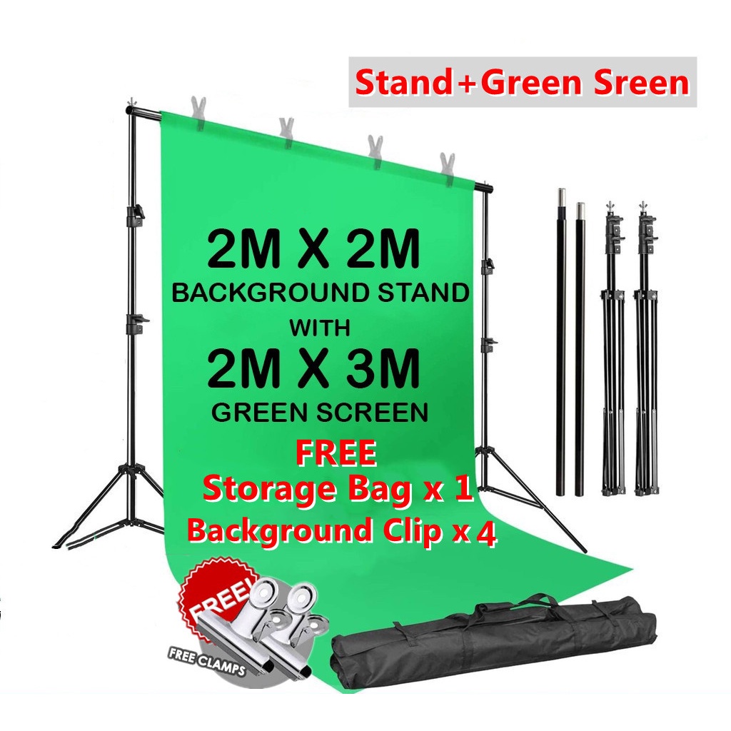 MAHITO Portable Background Stand 2x2M + Green Screen Backdrop 2x3M ...