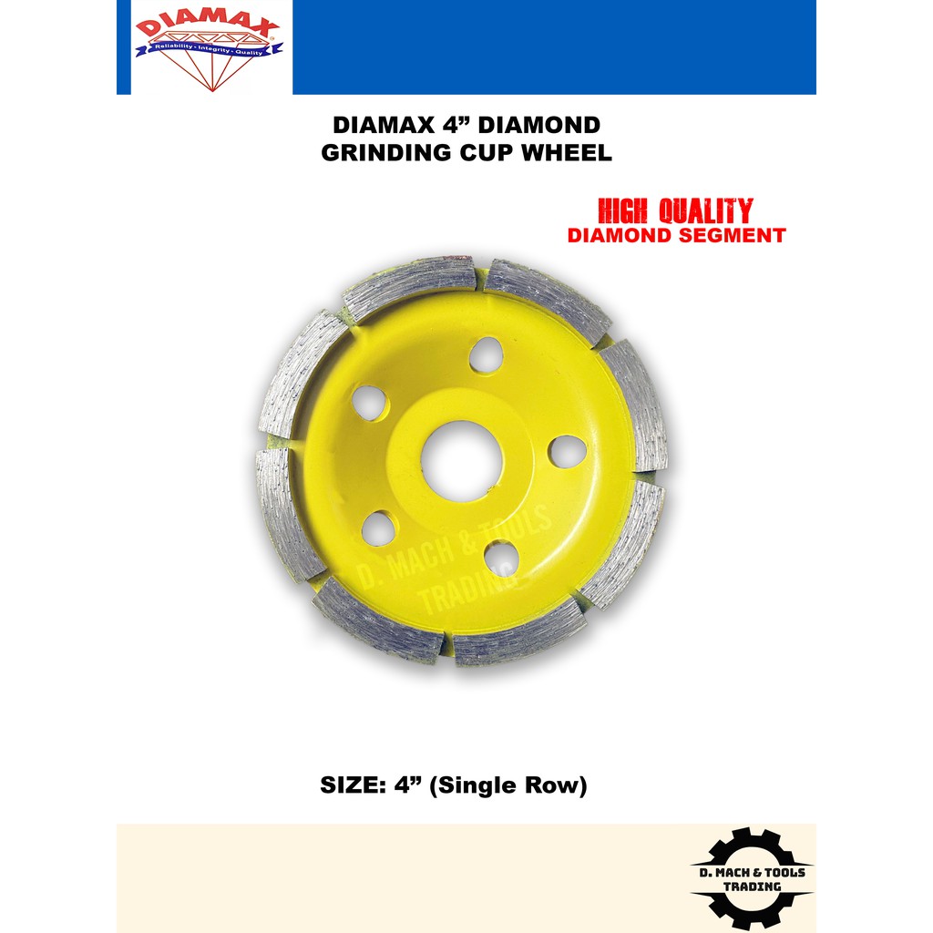 Diamax (4"/ 100mm) Single Row Diamond Cup Wheel For Concrete Terrazzo Marble Granite Grinding c ...