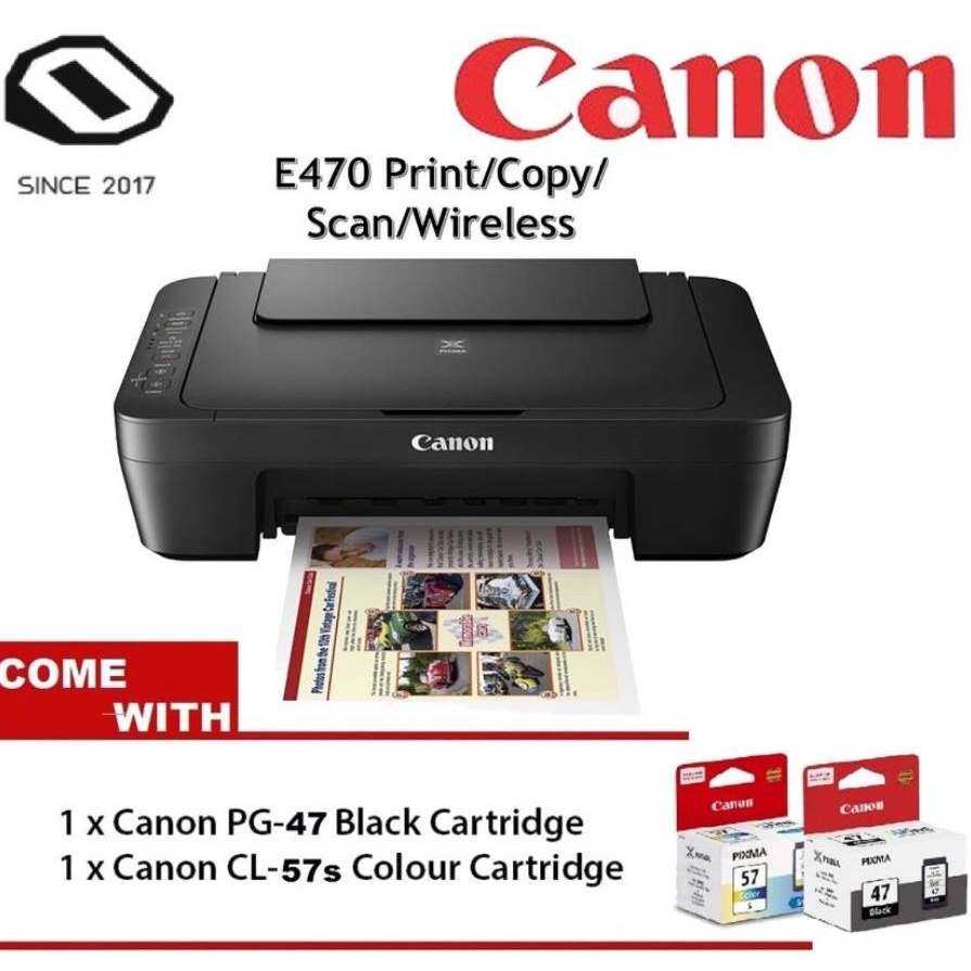 Canon Pixma E470 Ink Efficient 4 in 1 Inkjet Printer (Wireless, Print ...
