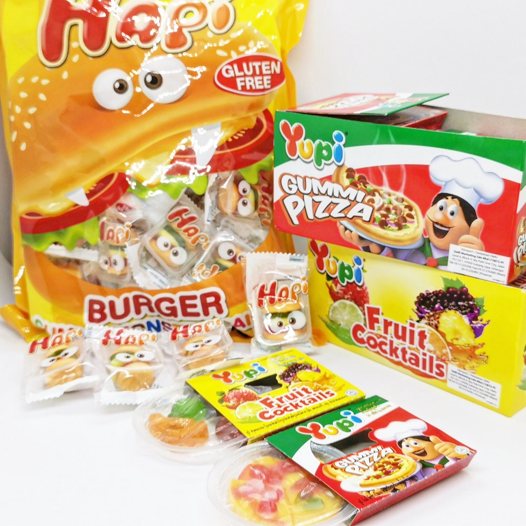 [HALAL] YUPI Gummy Pizza Candy / Gummy Fruit Cocktails Candy / Hapi ...