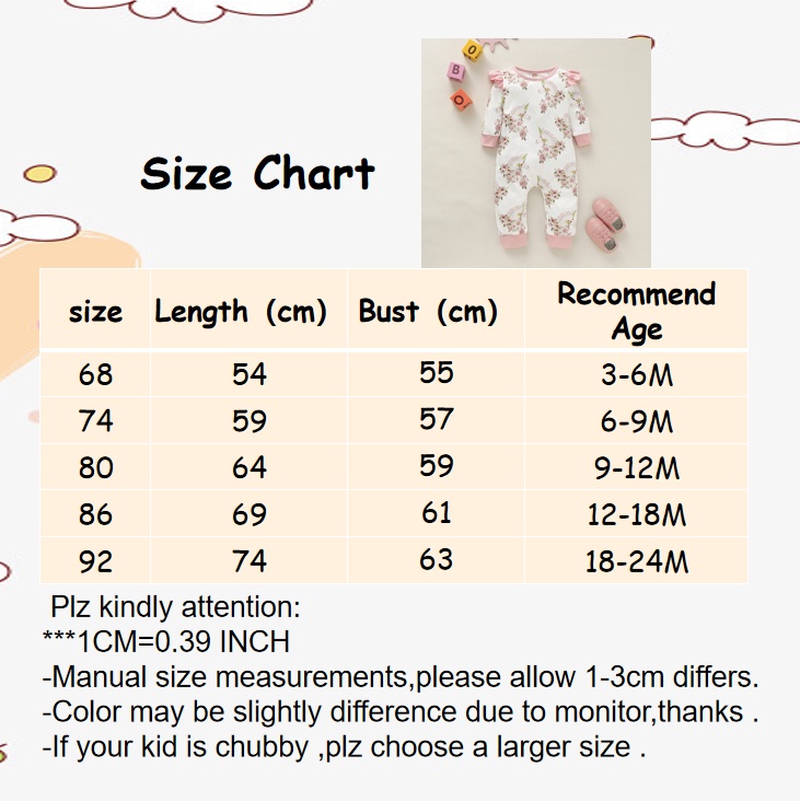 MIK*Toddler Baby Girl Clothes Baby Girl Romper Ruffle Long Sleeve Baby ...