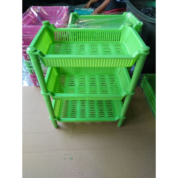 Rah Rectangular Multi-Purpose Stacking Rack 3-tier Plastic Shelf ...