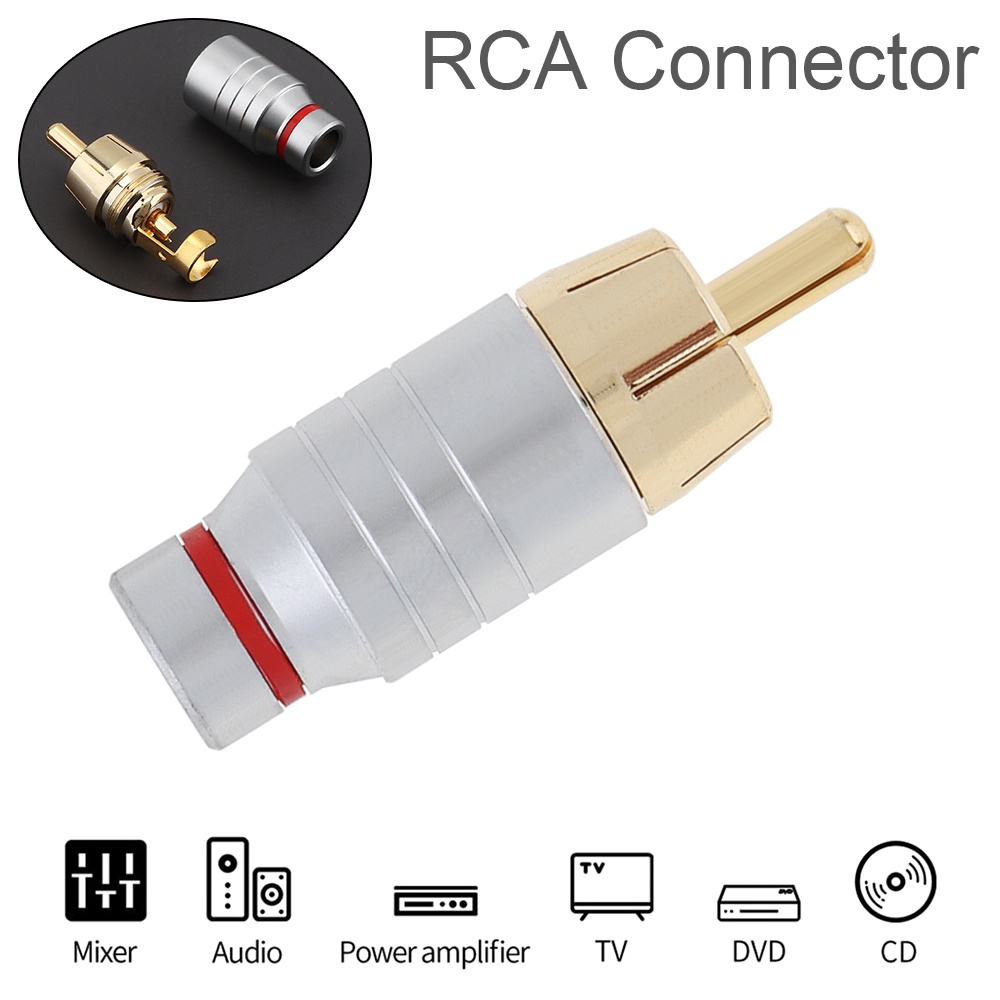 RCA Male Plug Solder Gold Audio Video Adapter Connector for Speaker ...