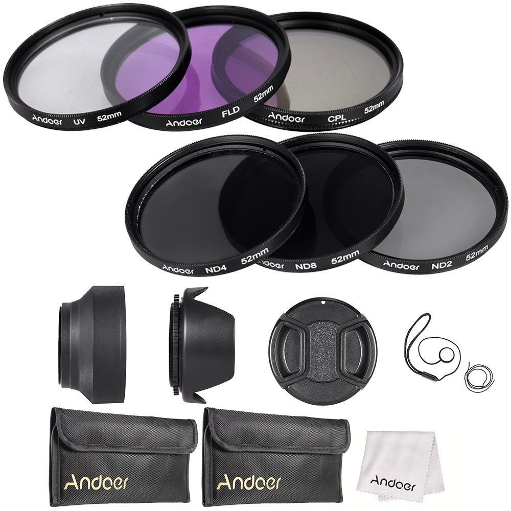 Andoer 52mm Lens Filter Kit UV+CPL+FLD+ND(ND2 ND4 ND8) | Shopee Malaysia