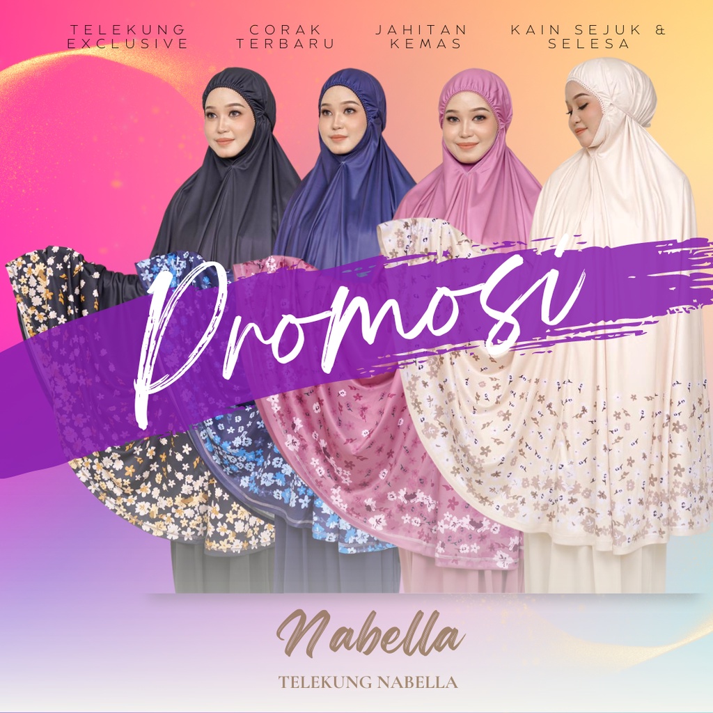 Nabella Telekung Bunga Khaki| Telekung Flora Sakura| Telekung Solat ...