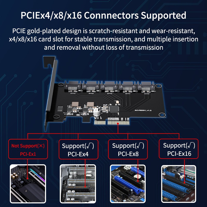 ACASIS PCIE Expansion SATA Card to 5 Ports,6 Gbps 3.0 Card,PCIE ...