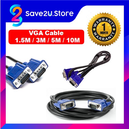 【Ready Stock】High Quality VGA MALE TO VGA MALE CABLE 15PIN VGA CABLE 1 ...