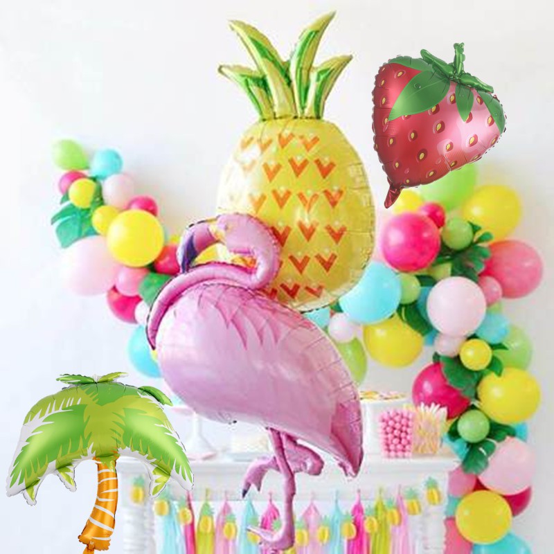 Flamingo Series Summer Party Fruit Tree Pull Flag Hawaiian Party Decor ...