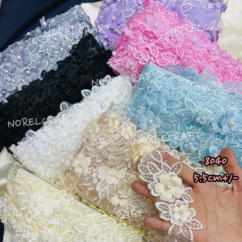 1METER[8040]FLOWER LACE/RENDA BUNGA/ 3D FLOWER LACE/ RENDA BUNGA 3D ...