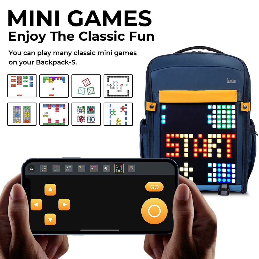 Divoom Pixoo Backpack S Customisable Pixel Art Multi Compartments ...