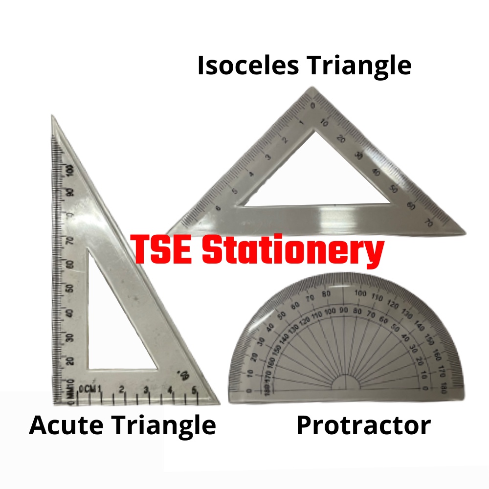 Transparent 180 Degree Protractor Ruler / Isoceles Triangle Ruler ...