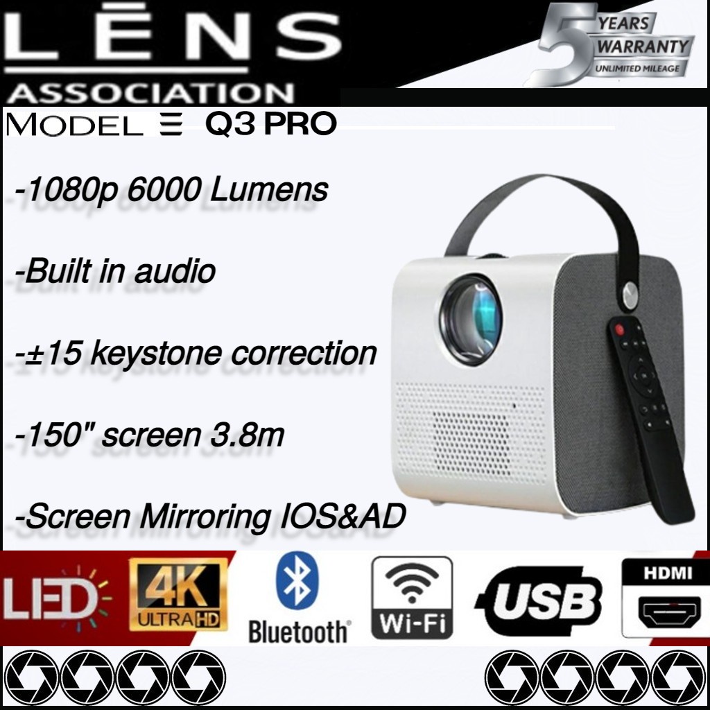 The projector LENS Android Projector 10 Years Warranty Lens Smart Q3 ...