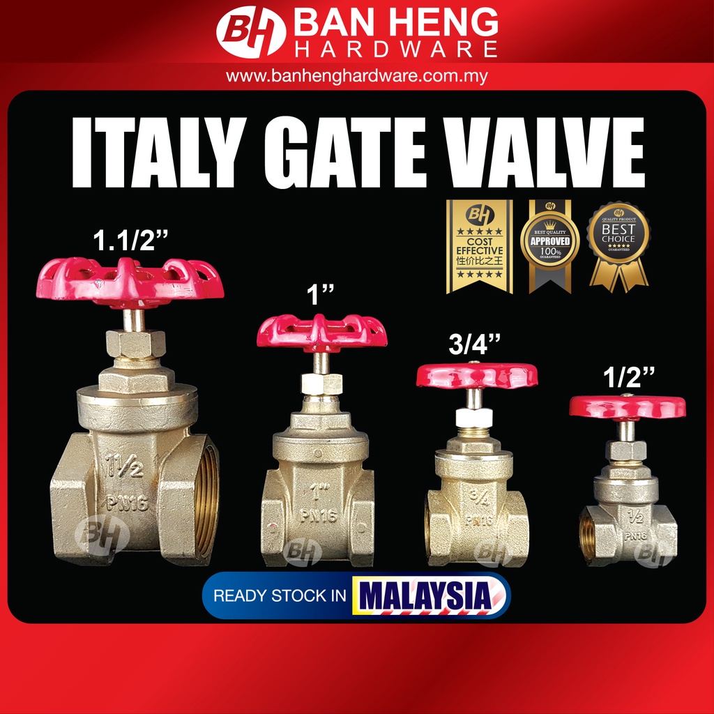 ITALY GATE VALVE 1/2" / 3/4" / 1" / 1.1/2" / 2" | Shopee Malaysia