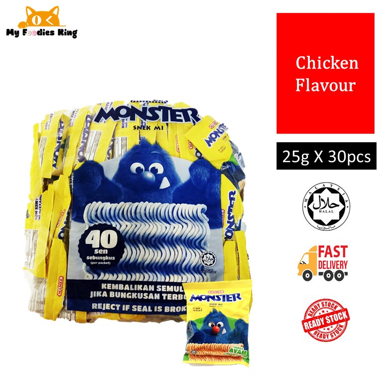 30's X 25g Mamee Monster Noodles Snacks BBQ / Chicken / Spicy / Lada ...