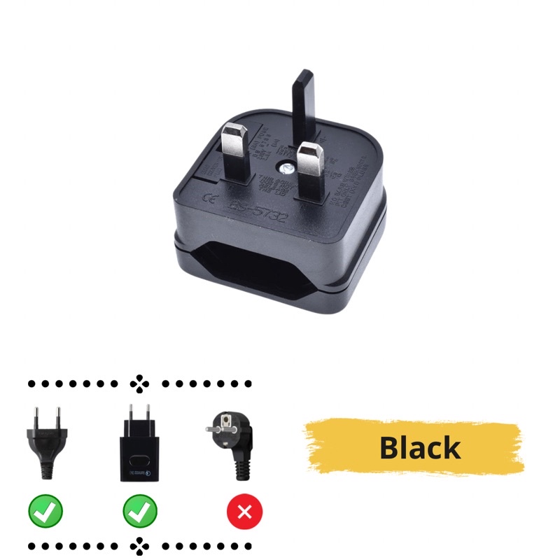 (EU TO UK | FUSED) EURO/US 2 Pin Plug Converter / 2 Pin To 3 Pin Plug ...