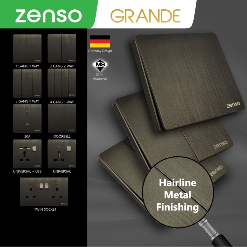 Zenso Switch Zenso Grande Matte Hairline Black/Gold/White Switches ...