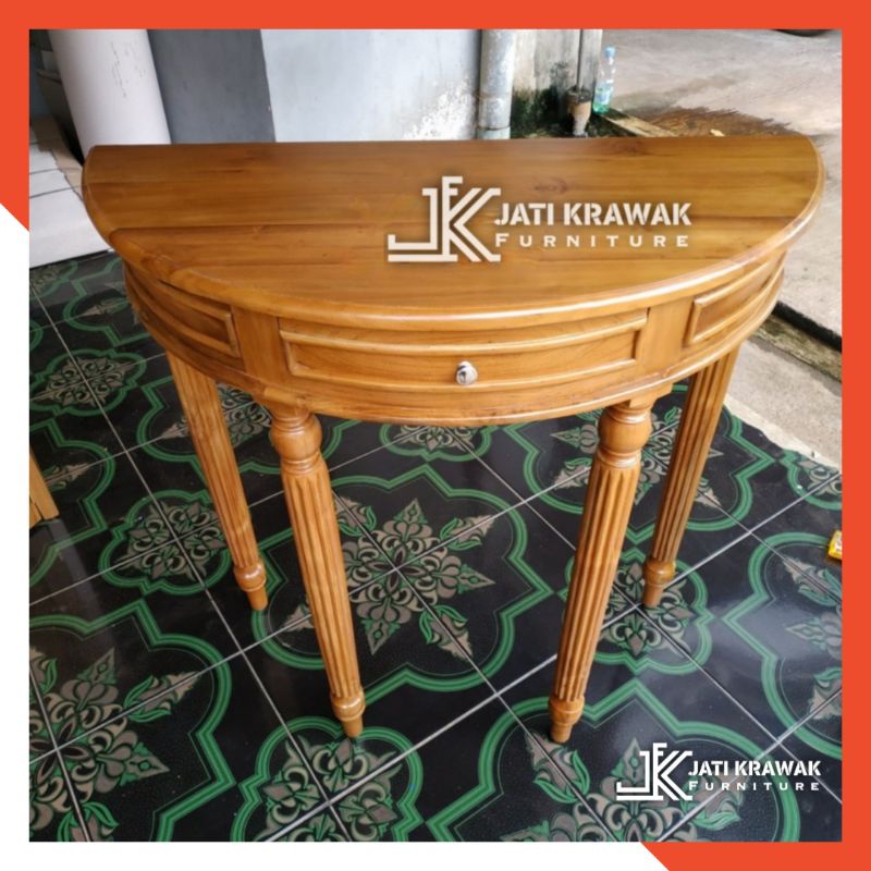 KAYU Teak Wood Semi-Circular Consul Table | Teak Half Circle Console ...