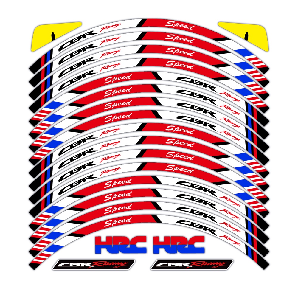 16 Pcs Reflective Motorcycle Wheel Stickers Racing Rim Stripe Tire ...