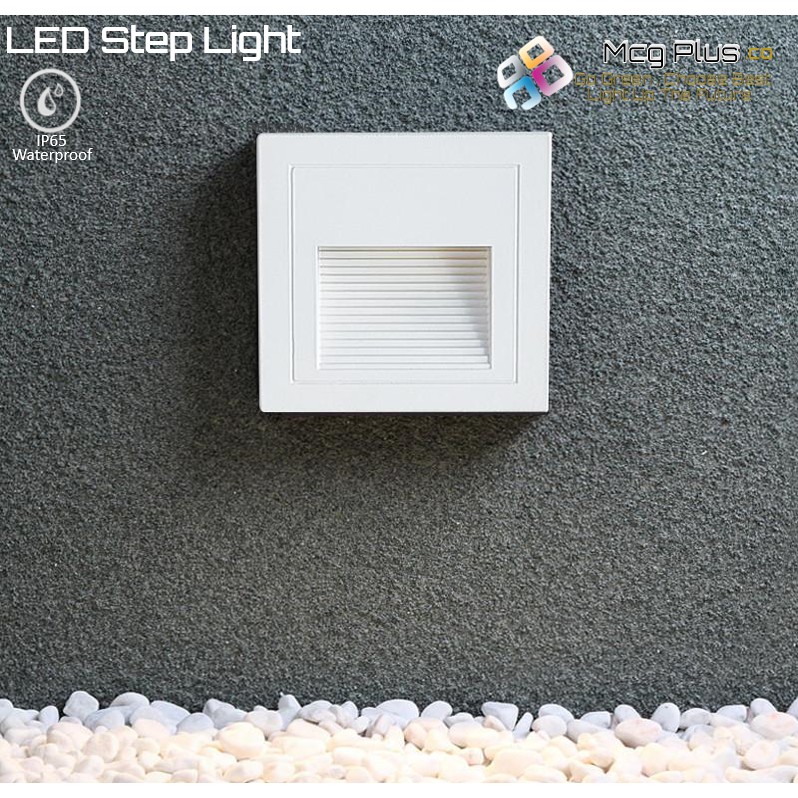 Outdoor / indoor LED Step Light 3W 24lm Square Recessed Wall Luminaire ...