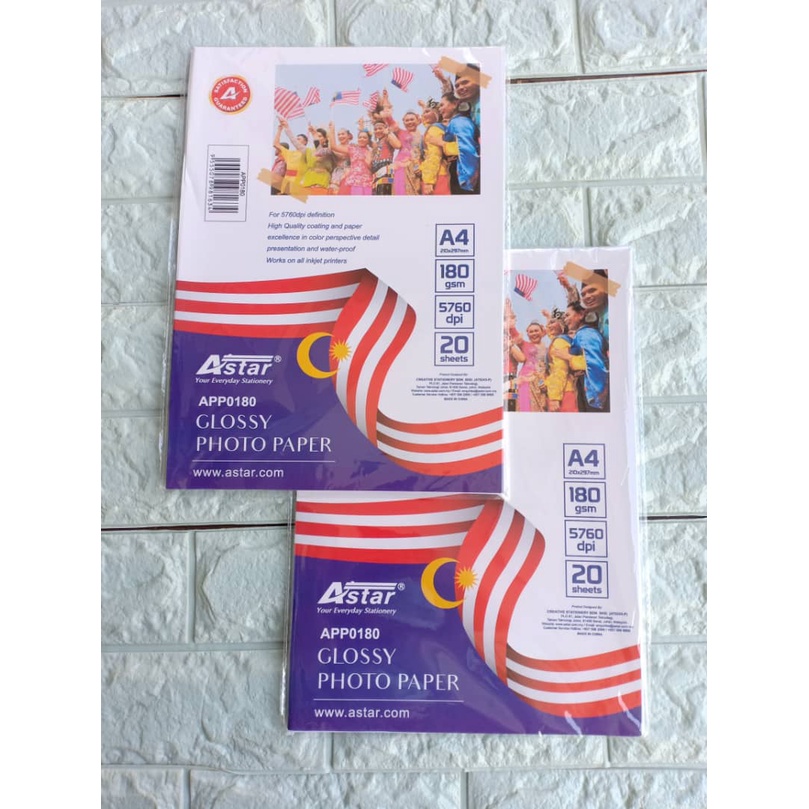 Astar Water Proof Glossy Photo Paper 180gsm | Shopee Malaysia