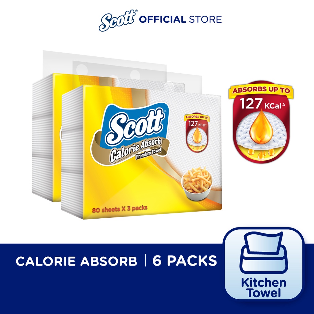 Scott Calorie Absorb Soft-Pack Kitchen Towel (80's x 6 packs) | Shopee ...