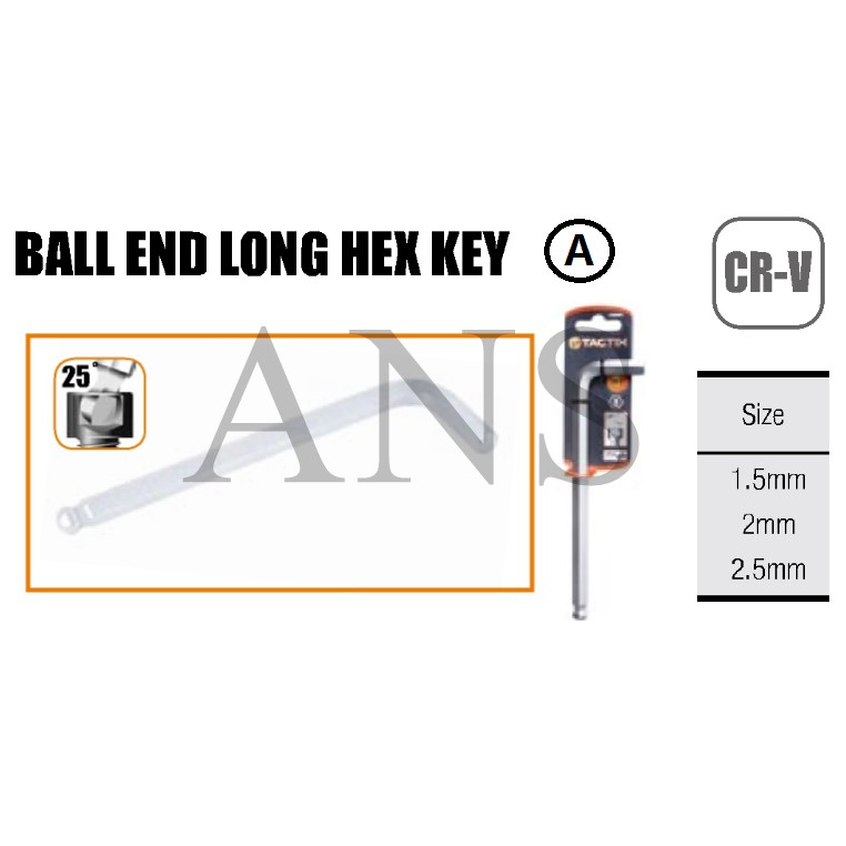 Tactix 206071,72,73 Ball End Long Arm Hex Key-SET A ALLEN KEY | Shopee ...