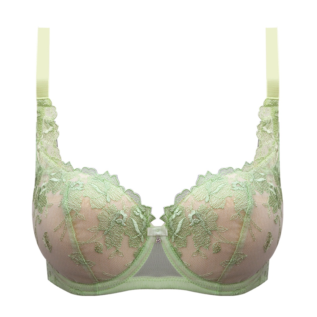 Caely Metallic Lace 3/4 Cup Bra - Light Green - B Cup Size (3025 ...
