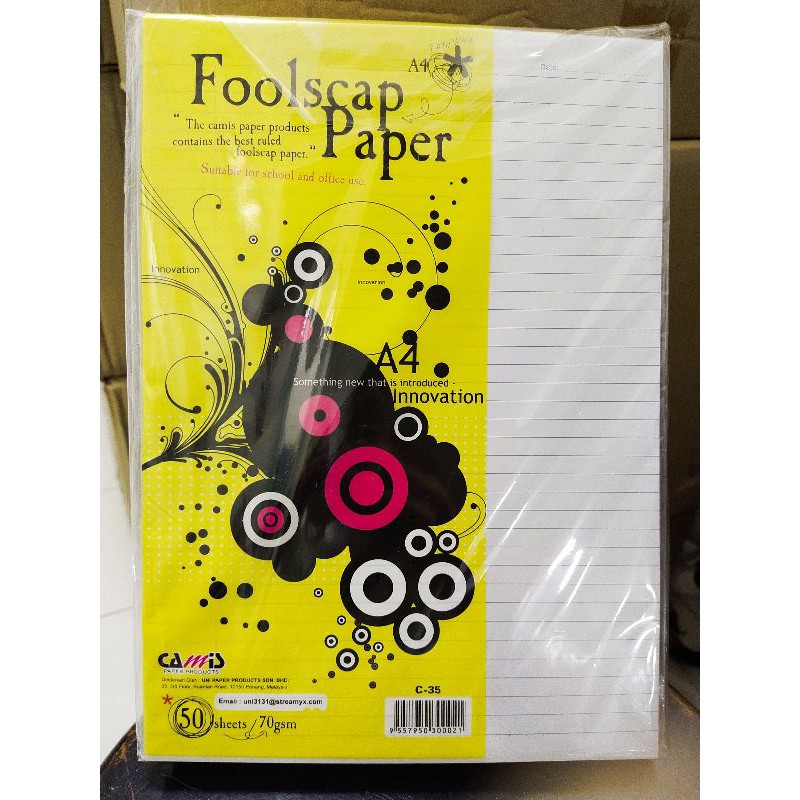 Foolscap Paper A4 Size 50 sheets 70gm with puncho 2 hole or without ...