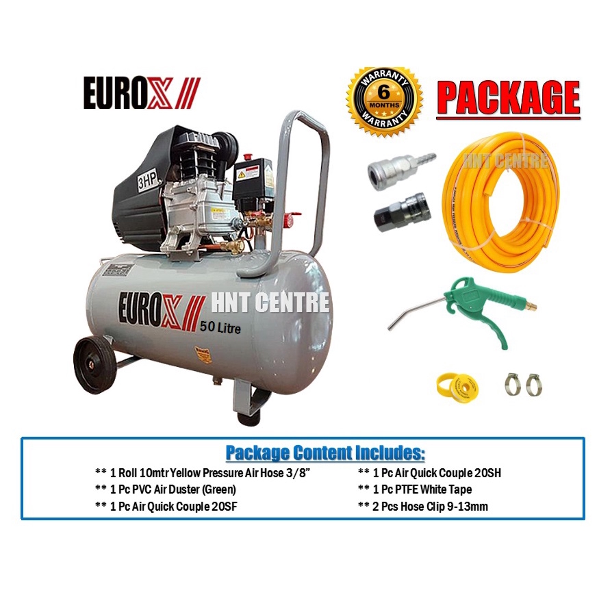 EUROX EUROPOWER AIR COMPRESSOR 3HP 50L EAW-3050 EAX-3050 (PACKAGE) | Shopee Malaysia