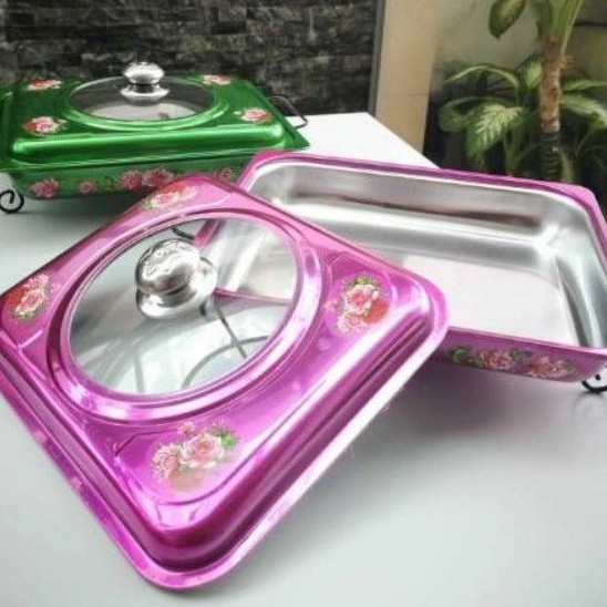 34X28 RECTANGLE BUFFET FOOD TRAY SET BUNGA ROSE / BEKAS TRAY LAUK PAUK ...