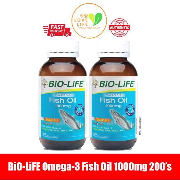 OFFER EXP05/26 BiO-LiFE Omega 3 Fish Oil 1000mg 200 capsules supplement ...