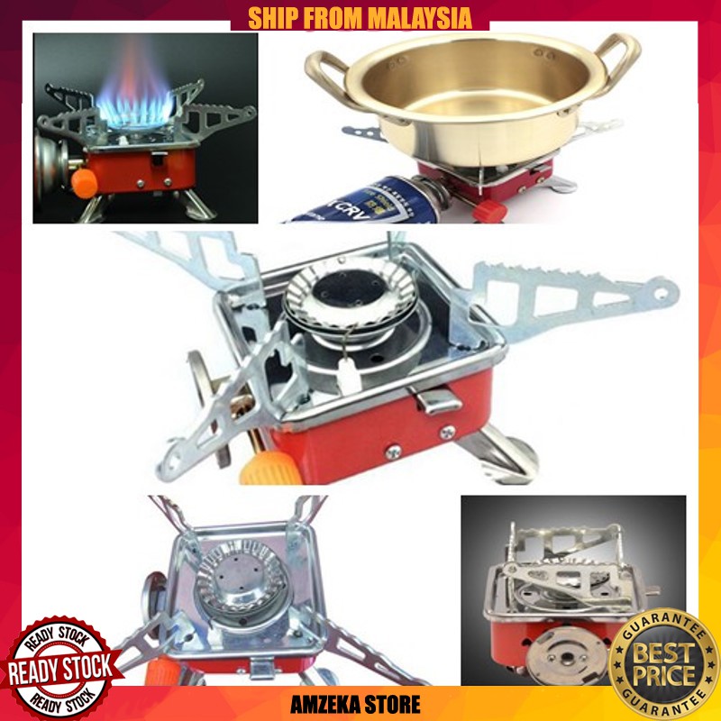 Camping Use Gas-Powered Portable Card Type Stove Tungku Api Mudah Alih ...