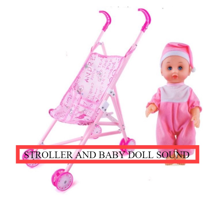 !!🔥𝐑𝐄𝐀𝐃𝐘 𝐒𝐓𝐎𝐂𝐊🔥 !!Trolley Toy with 9-inch Dolls Buggy Stroller Pram ...