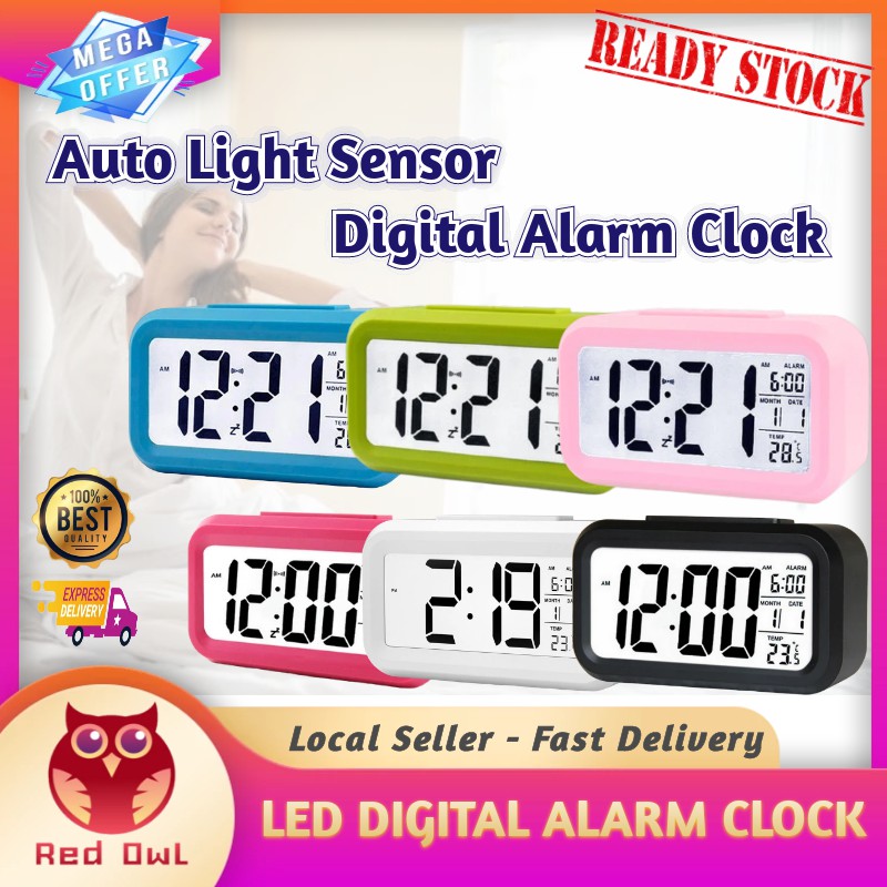 🔥Digital Alarm Clock Smart Digital Clock LCD With Sensor Light Calendar ...