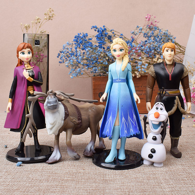 5Pcs/set Frozen Cake Toppers Figures Elsa Anna Sven Kristoff Olaf Hans ...