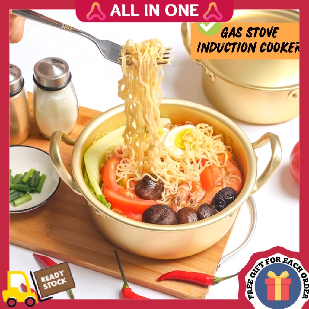 Allinone Korea Ramen Pot Noodle Golden Yellow Aluminium Soup Steel Lid ...