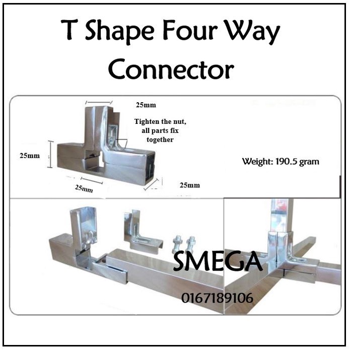 SMEGA Aluminium Hollow Fitting Joint Connector Penyambung Bracket 方通连接件 ...