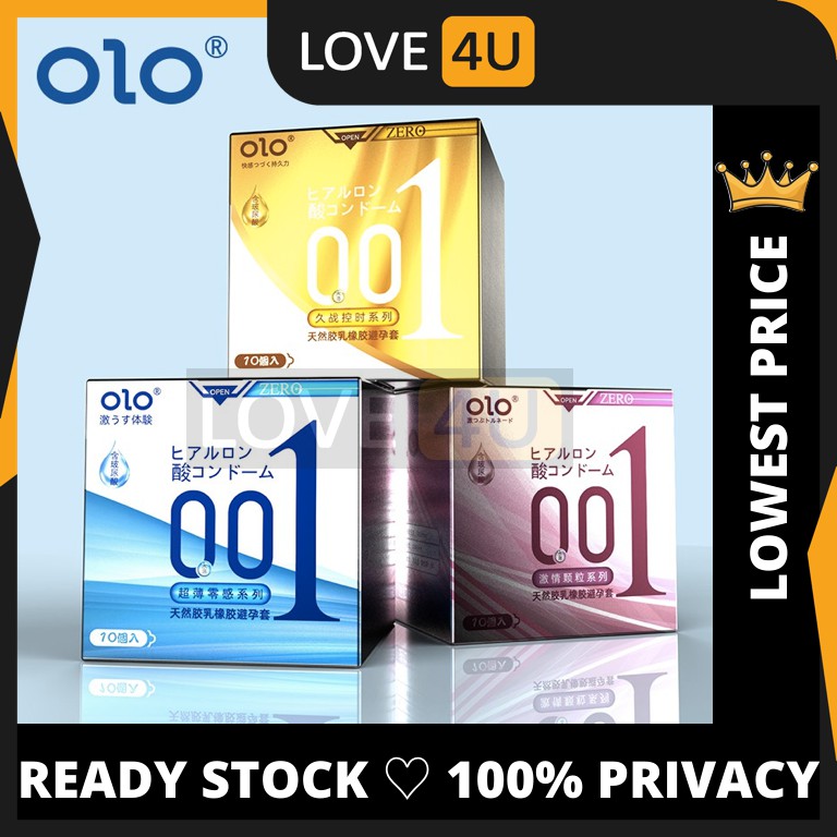 OLO 'Thinnest 001' Condom Classic Ultra Thin Anatomic Long Lasting Dotted Hyaluronic Acid 10pcs ...