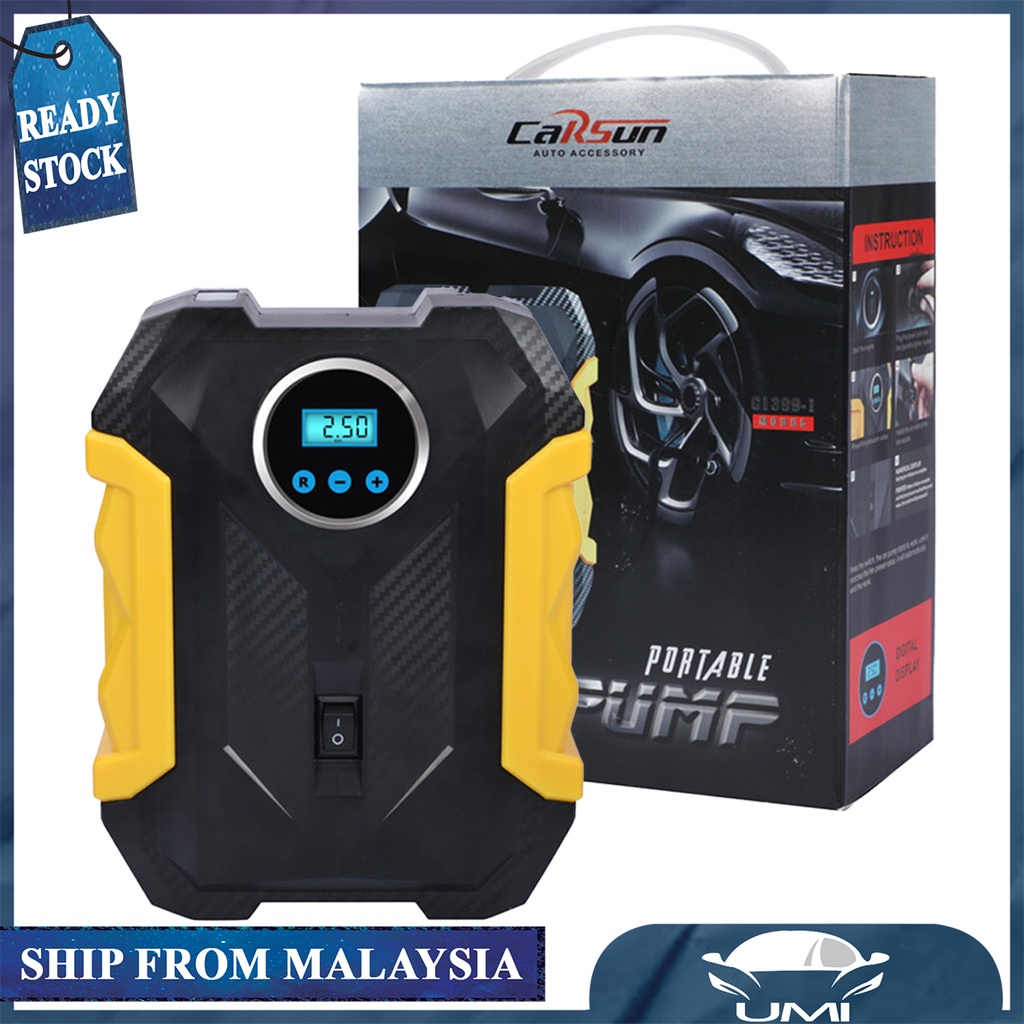 CarSun Car Tyre Air Pump 12V Portable Electric Tyre Pump Air Compressor ...