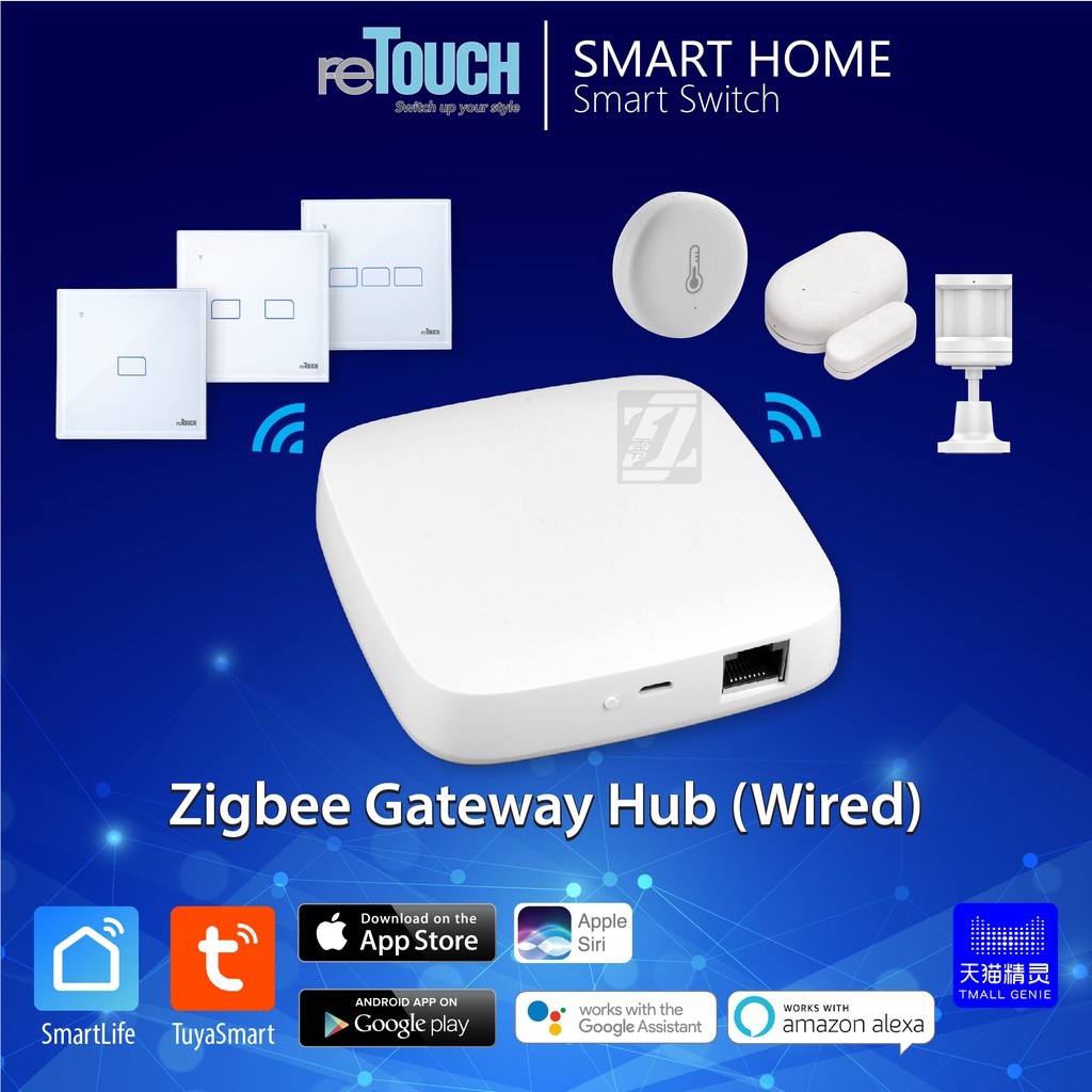 RETOUCH ZigBee Wired Gateway Hub Smart Home Remote Switch, Tuya Smart Life Devices Voice ...