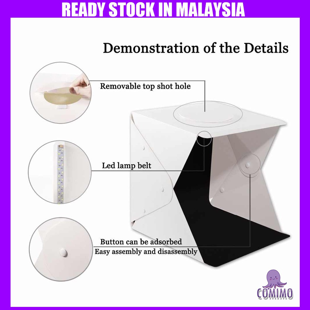 Folding Lightbox Photography Studio LED Light Photo Background + Free ...
