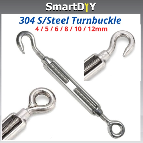 Stainless Steel Turnbuckle For Wire Rope SS304 Hook & Eye (4mm,5mm, 6mm ...