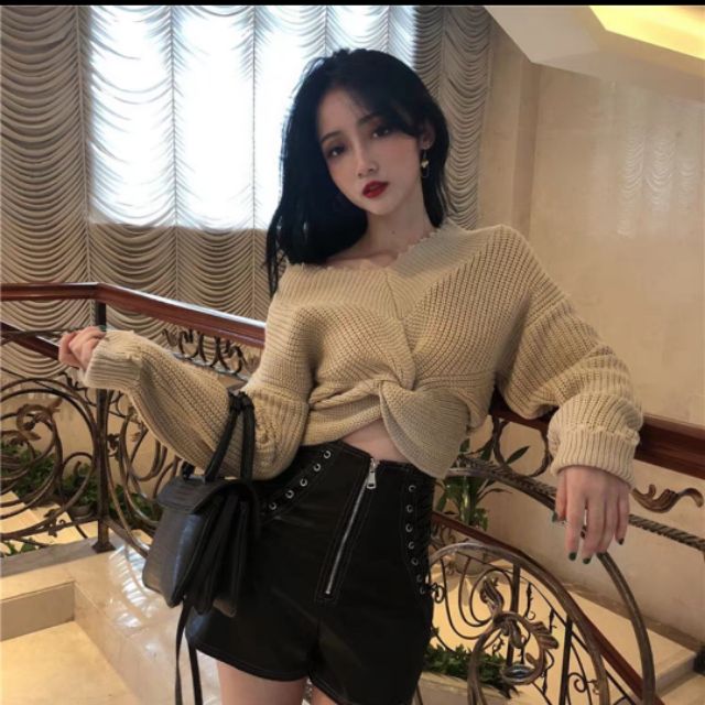 Waist-twisted sweater (real photo at the end) | Shopee Malaysia