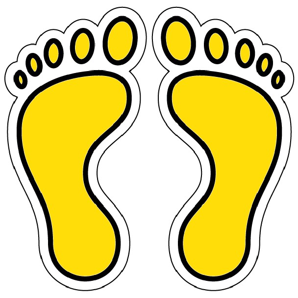 SOCIAL DISTANCING FOOT PRINT FLOOR LAMINATED SIGN STICKER 25X50MM ...