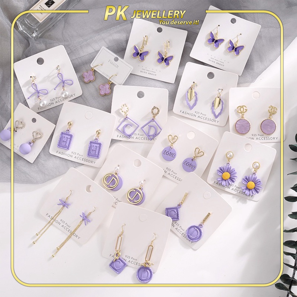 Subang Telinga Wanita Anting Perempuan Purple Women Earrings Korean ...
