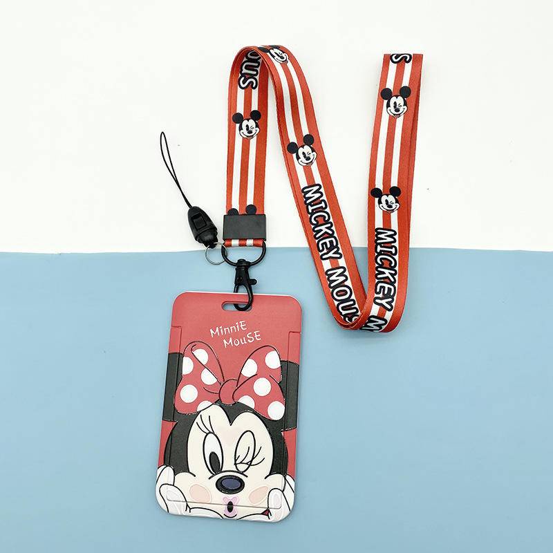 Mickey and Minnie Cartoon Id Card Work Card Holder Cartoon Bus Badge ...