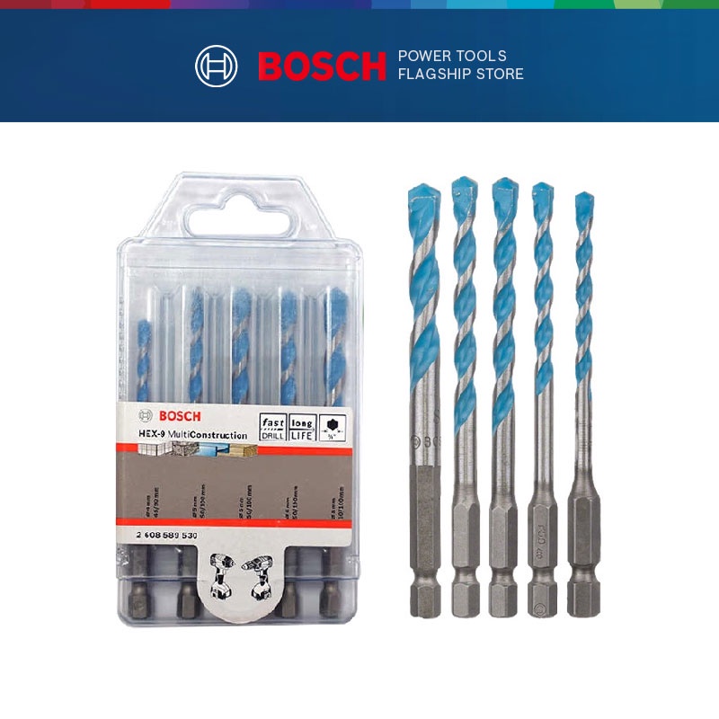 BOSCH 5pcs Hex-9 Multi Construction Drill Bit Set (4mm - 8mm ...